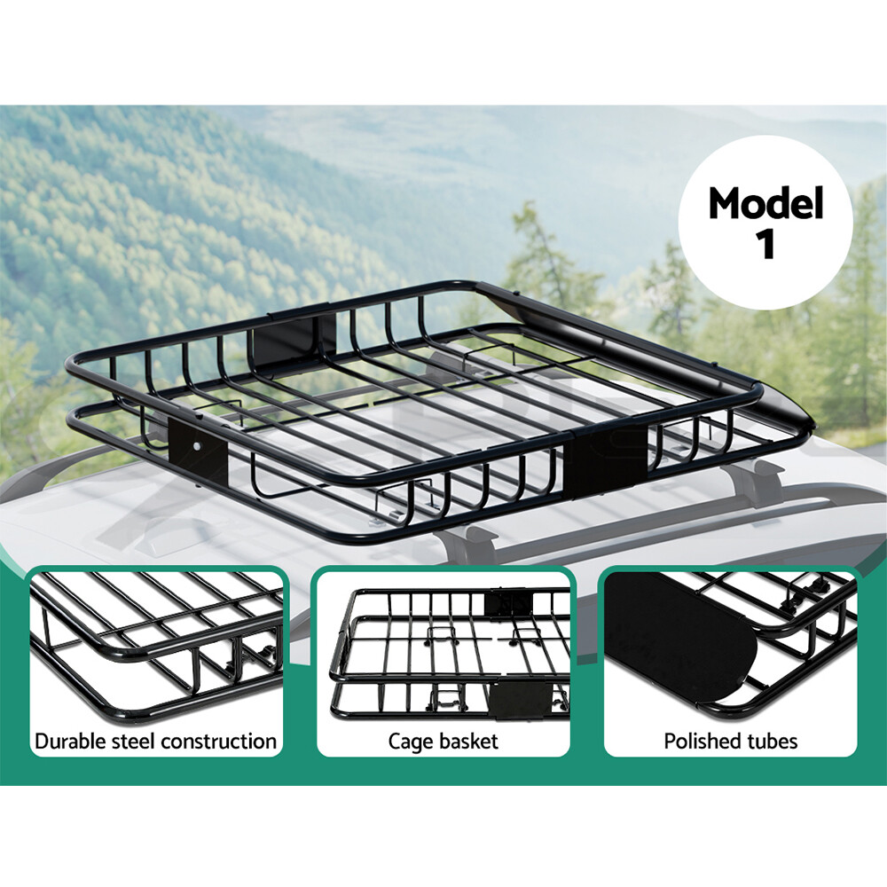 Giantz Universal Roof Rack Basket Car Luggage Cargo Carrier Steel 111 ...