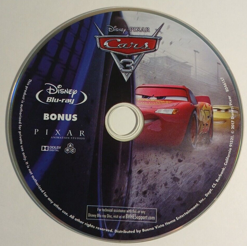 CARS 3 Blu-Ray *BONUS DISC ONLY* Not the actual movie! | eBay