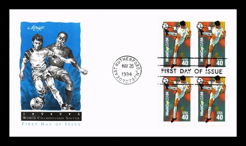 US COVER WORLD CUP SOCCER CHAMPIONSHIP FDC BLOCK OF 4 ARTMASTER CACHET ...