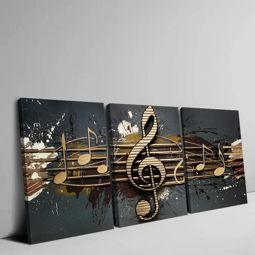 3pcs Flat Frame Abstract Music Symbol Wall Art Canvas Unframed/Framed ...