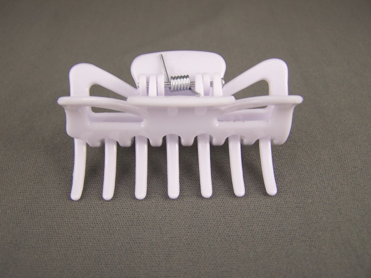 White plastic barrette hair clip claw clamp 2.25" long 5.7cm jaw grip ...