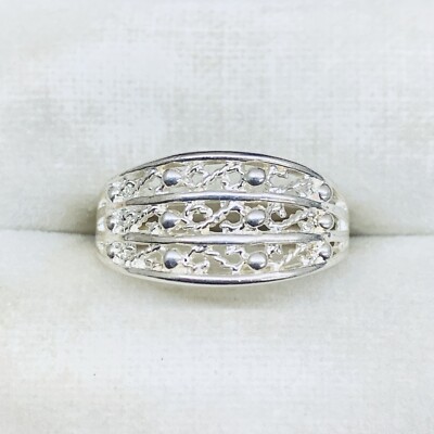 925 Sterling Silver Filigree Twists Spirals Split Shank Open Ring Band ...