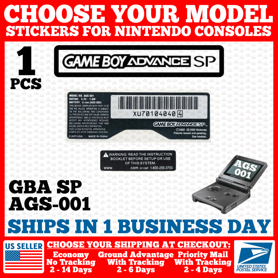 Sticker For Game Boy/Pocket/Color/Advance/SP/GB/GBC/GBP/GBA/SP/AGS/001/ ...