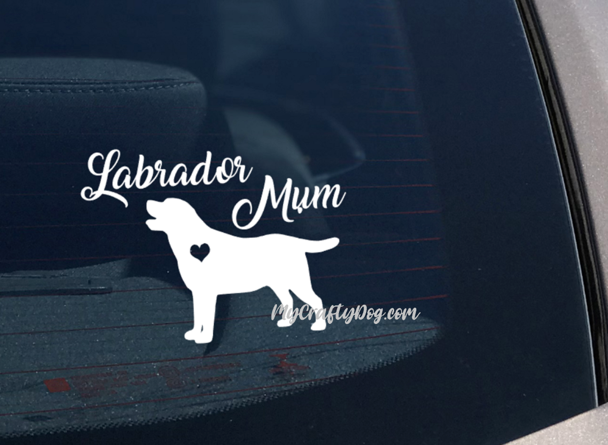 Labrador Mum Car Sticker Vinyl Decal Dog Love Lab Mum Gift Window Dog ...