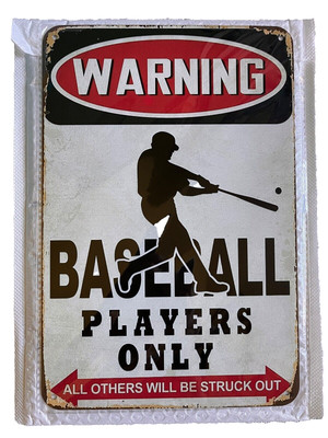 8" x 12" Baseball Decor Metal Sign Warning Baseball Players Only | eBay