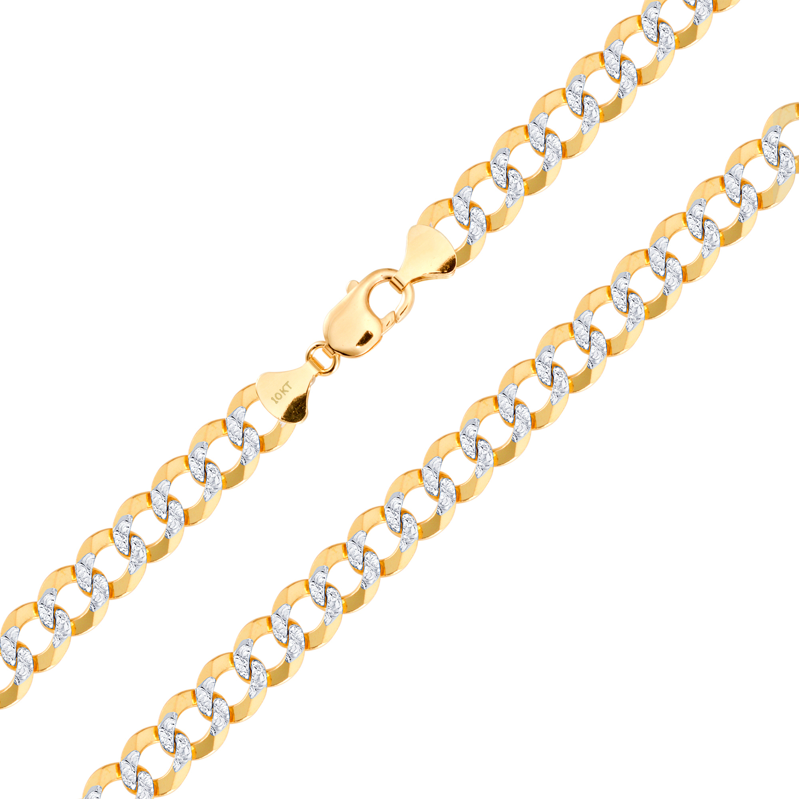 10k Yellow Gold Solid 11.5mm Diamond Cut Pave Cuban Curb Chain Necklace ...