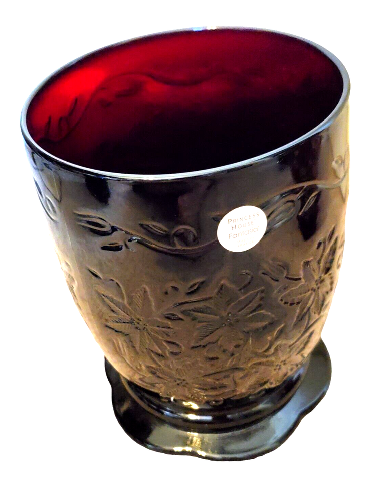 Vintage Princess House Fantasia Ruby Red 7 1/4" Pillar Candleholder ...