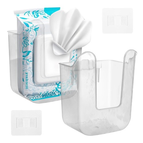 2Pcs Kitchen Wipes Holder Dispenser, Wall Mounted Wipe Container Clear ...