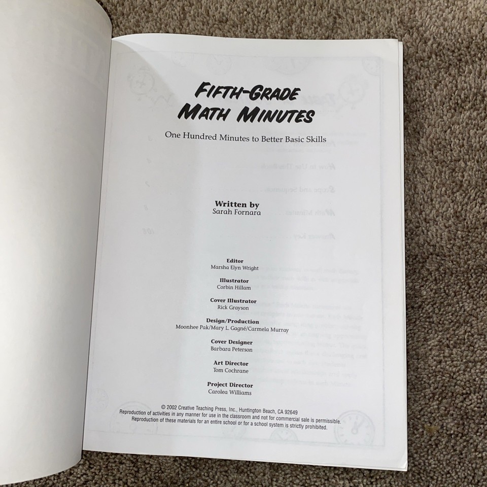 Fifth Grade Math Minutes, Creative Teaching Press | eBay