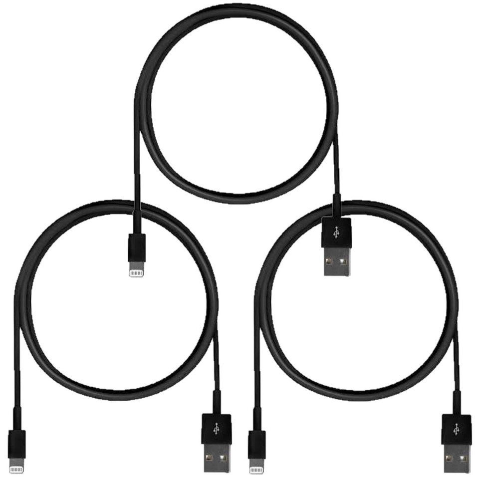 3 Pack Black Fast Charger Cable USB Cord Car Charge For iPhone 7 8 X 11 ...