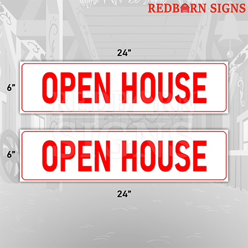Open House 6"x24" REAL ESTATE RIDER SIGNS Double Sided 2PK - Visible ...