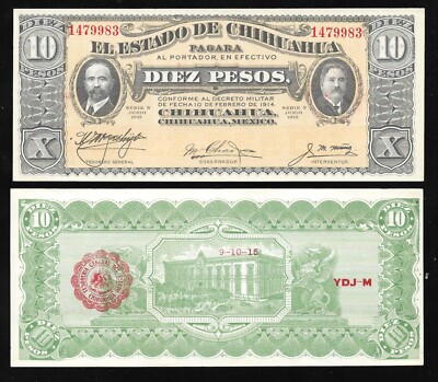 Rev. Mexico - Chihuahua - Old 10 Peso Note - 1915 - Uncirc. | eBay