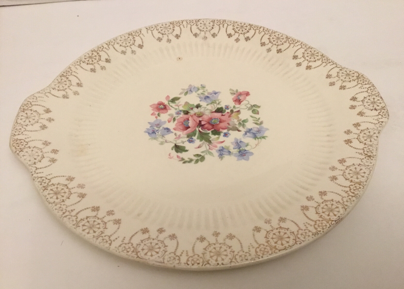 Beautiful Vintage Warranted 22 KT Gold Trim Floral Serving Plate ROYAL ...