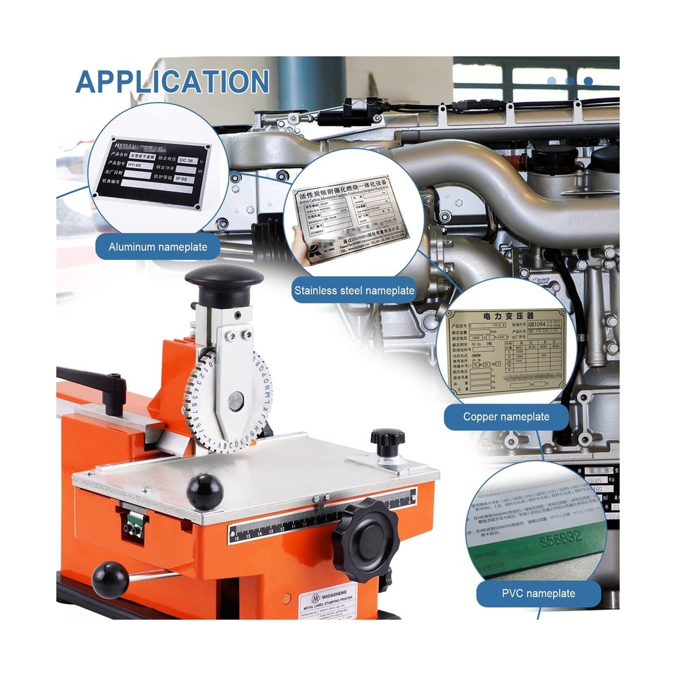 MXBAOHENG Manual Nameplate Metal Label Stamping Printer Machine Marking ...