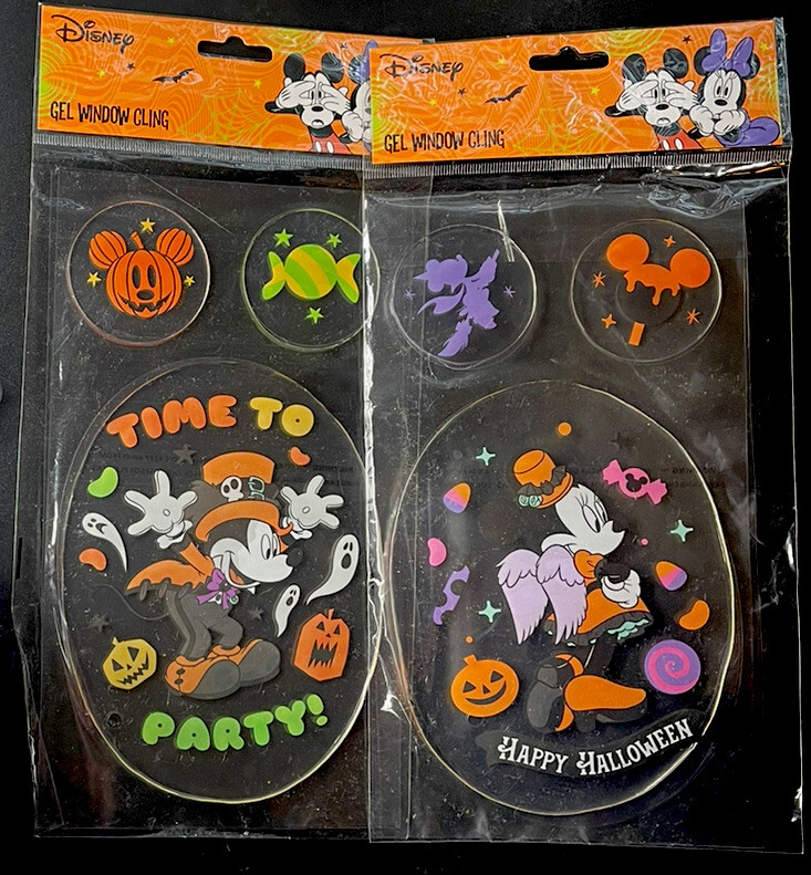 (Lot of 2) Disney Spooky Halloween Window Gel Clings Mickey & Minnie ...