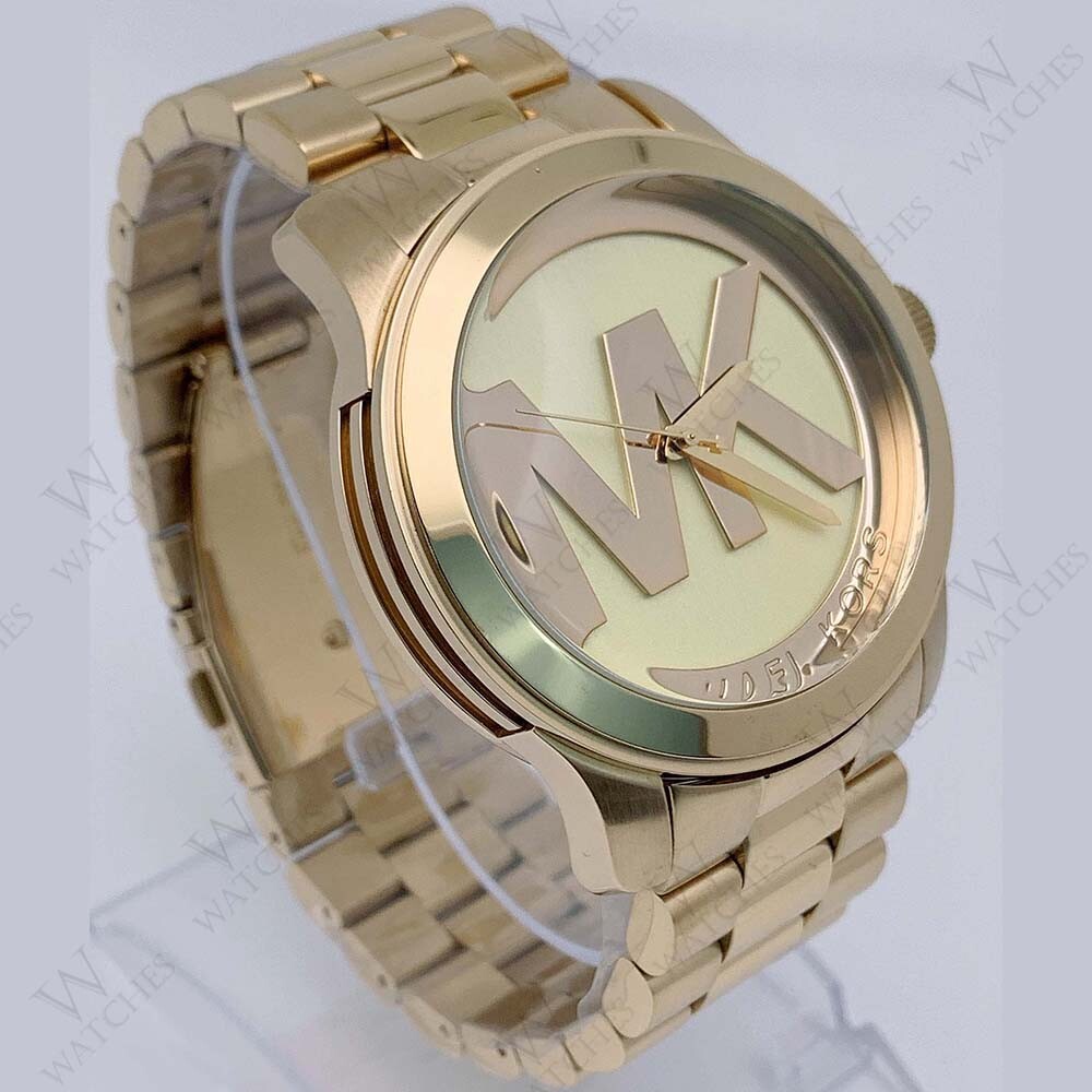 Michael Kors Runway 45mm Gold-Tone Stainless Steel Women's Wristwatch ...