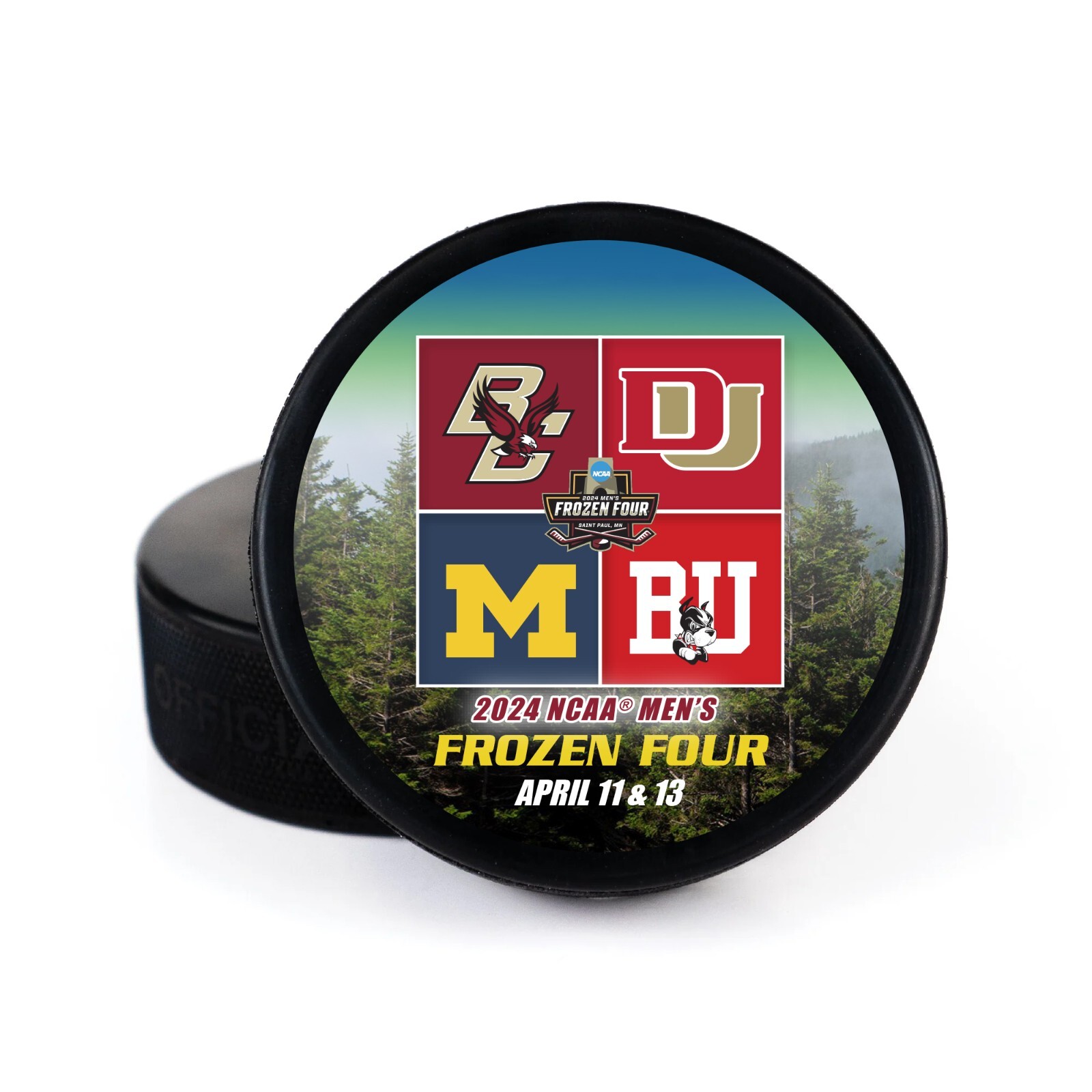 2024 FROZEN FOUR HOCKEY PUCK ST PAUL QUINNIPIAC MICHIGAN BOSTON U & C ...