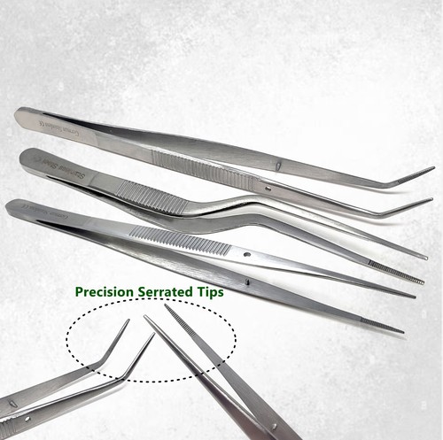 3 Pcs Scientific 6" Precision Lab Tweezers/Forceps Straight Slender ...