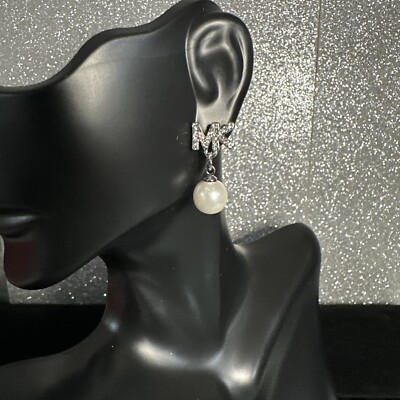 MICHAEL KORS MK Logo Silver & Crystal Post Earrings with Pearl | eBay