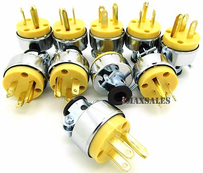 (10-pc) MALE Extension Plugs 15AMP 125V Replacement Extension Cord ...