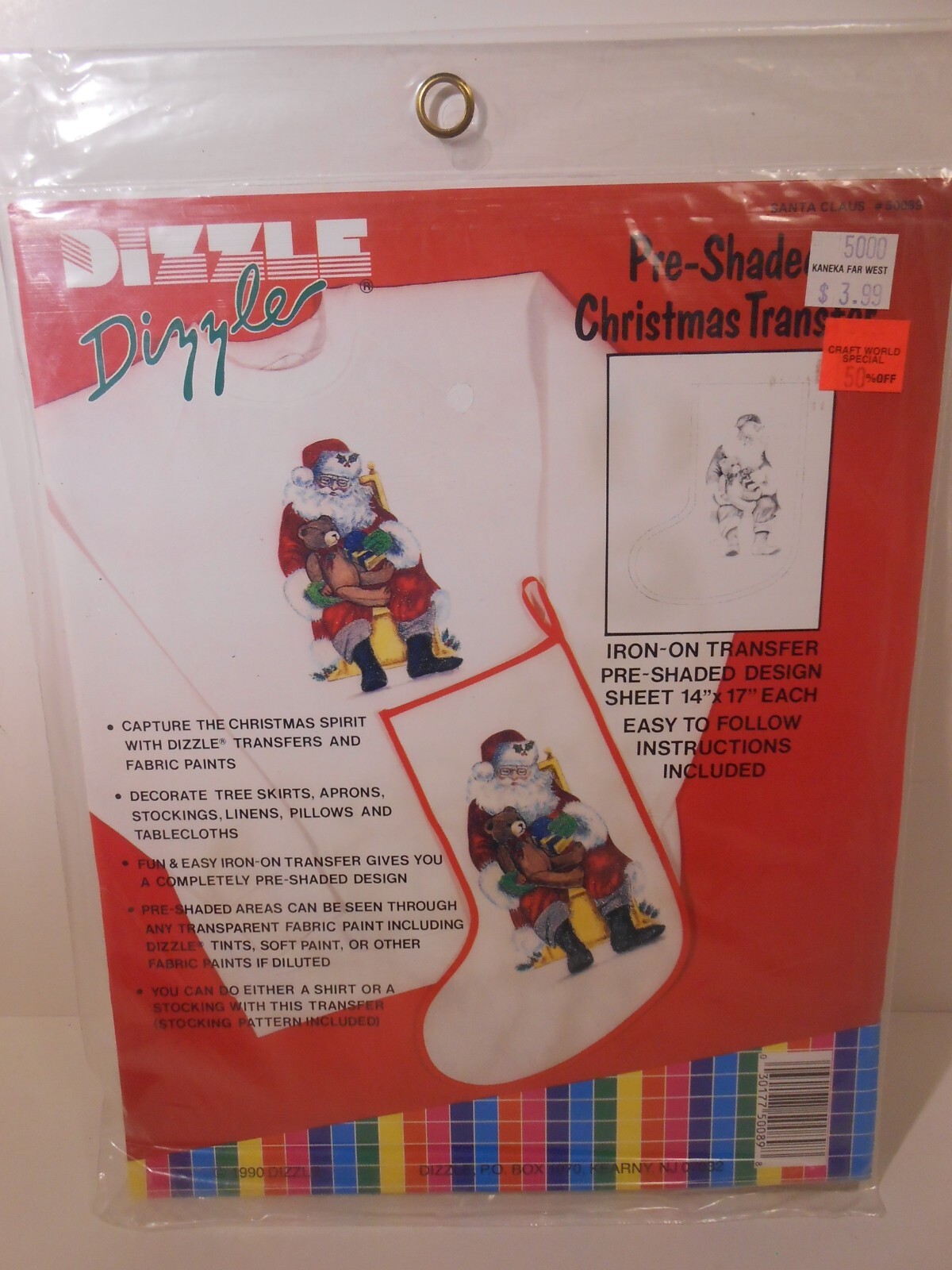 DIZZLE ART Pre-Shaded Christmas Iron-On Transfer - SANTA CLAUSE # 50089 ...