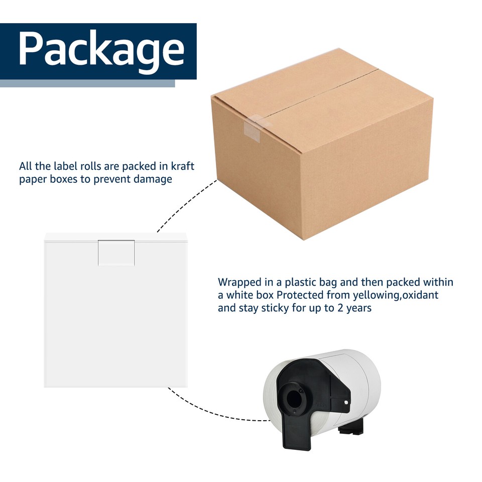 40Rolls 2.4in x 3.9in White Paper Shipping Labels DK-1202 For Brother ...