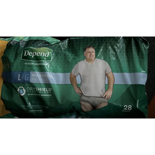 Depends Men's Maximum DryShield Size Large Open Bag (16) Adult ...