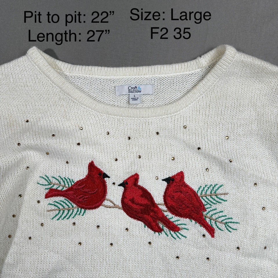 Croft & Barrow Womens Large Christmas Cardinal Bird Holiday Knit ...