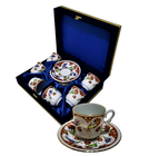 Set of 6 Gold-Gilded Turkish Handmade Tile Coffee Cups in a Velvet Box ...