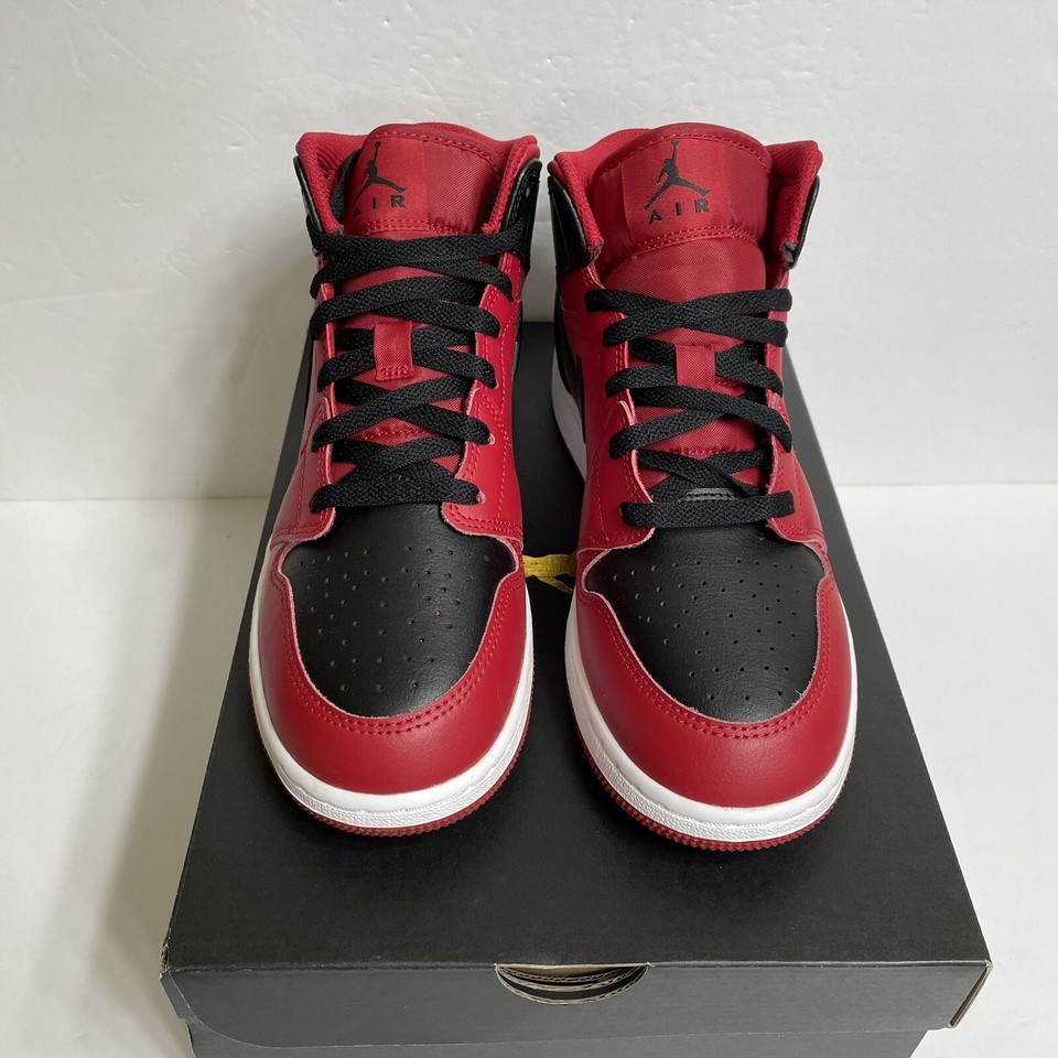 Nike Air Jordan 1 Mid Reverse Bred Shoes Sz 6.5Y Gym Red Black White ...