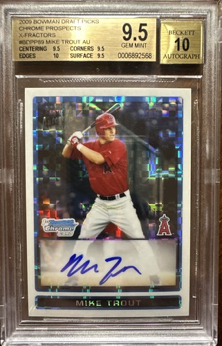 2009 Bowman Chrome XFractors Auto Mike Trout BGS 9.5/10 RC Rookie /225 ...