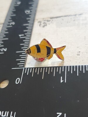 Small cute yellow perch Lapel Pin Hat Vest Tie Tack yellow and red qk ...