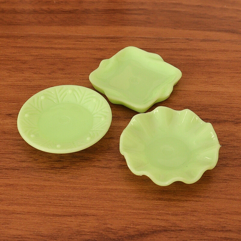 3Pcs Dollhouse Miniature Trays Dinner Plate Food Fruit Plate Tableware ...
