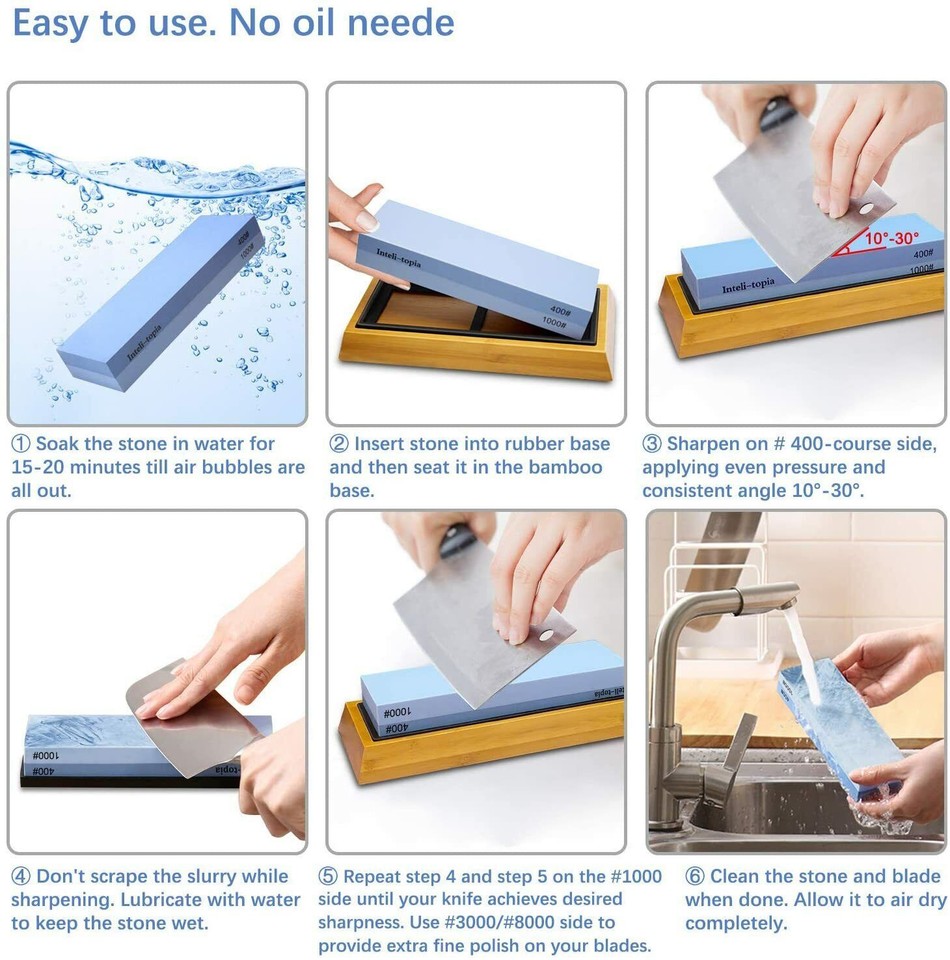 Whetstone Kitchen Knife Sharpening Stone Grit 400/1000&3000/8000 ...