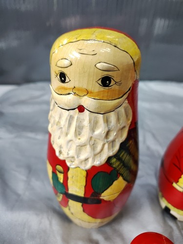 Vintage Six Pc Russian Nesting Matryoshka Dolls Santa Claus Hand ...