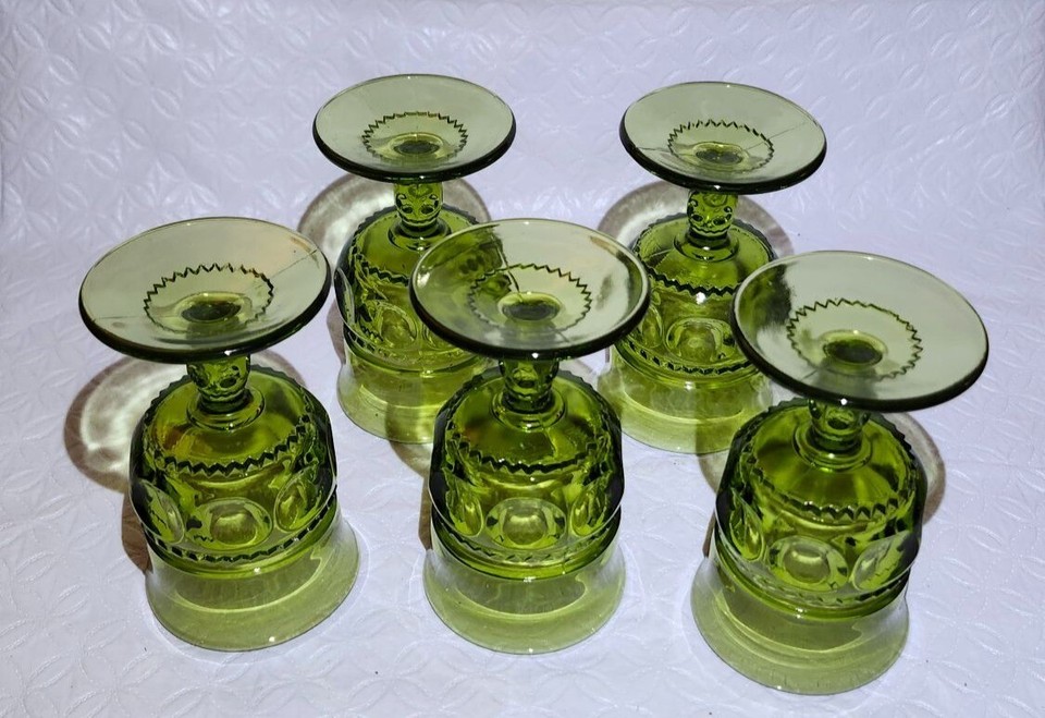 Vintage Colony Glass Co "Color Crown Green" Cordial Glasses Set Of 5 | eBay