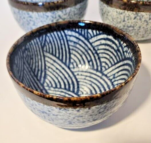 Tokyo Design Studio Footed Ramen Rice Bowls, Made in Japan, Waves ...