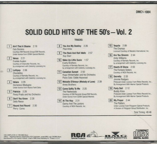 SOLID GOLD HITS OF THE 50s VOLUME 2 Various Artists (CD, 1993, RCA) | eBay