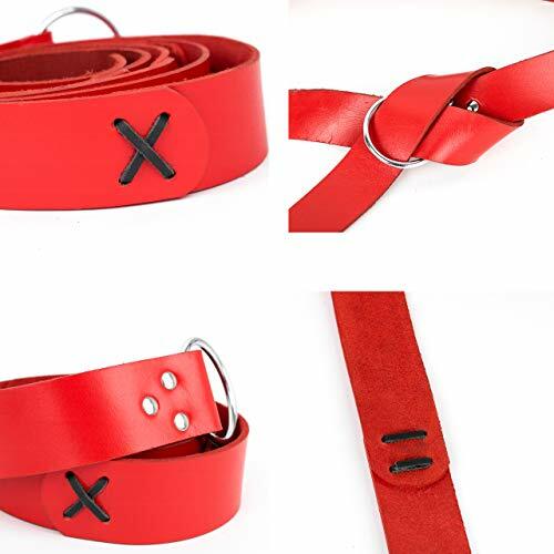Medieval Leather Belt Renaissance Cosplay LARP Costume Ring Buckle Red ...