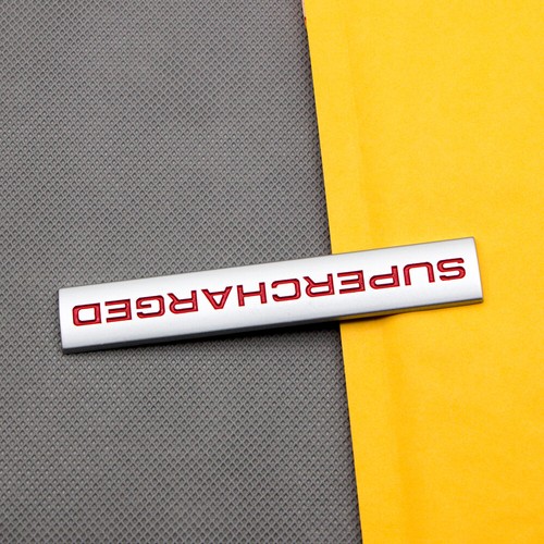 Silver & Red Metal Supercharged Badge Car Sport Emblem V6 V8 Engine ...