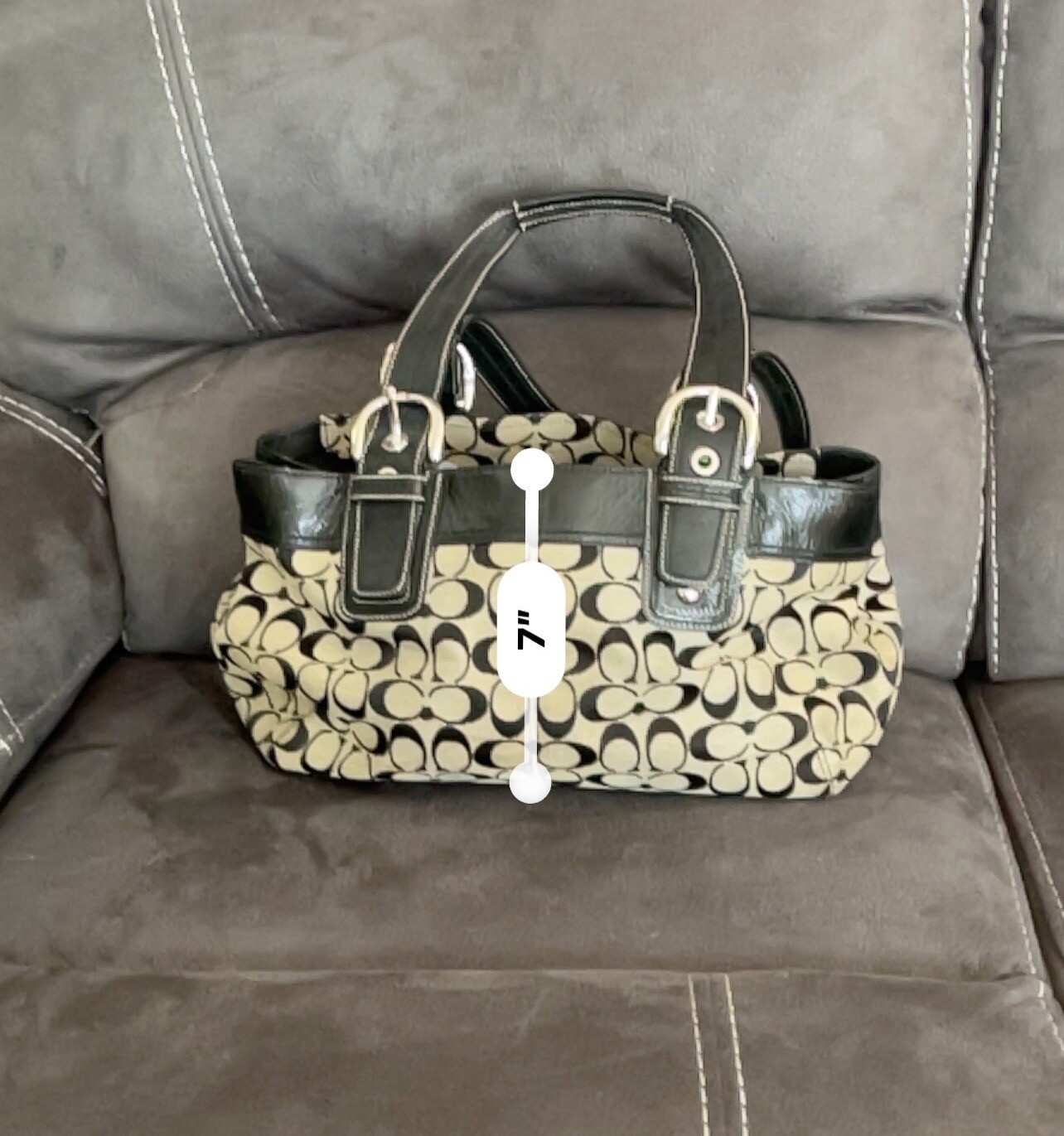 Coach Signature Logo Black And Grey Purse Bag Handbag… - Gem