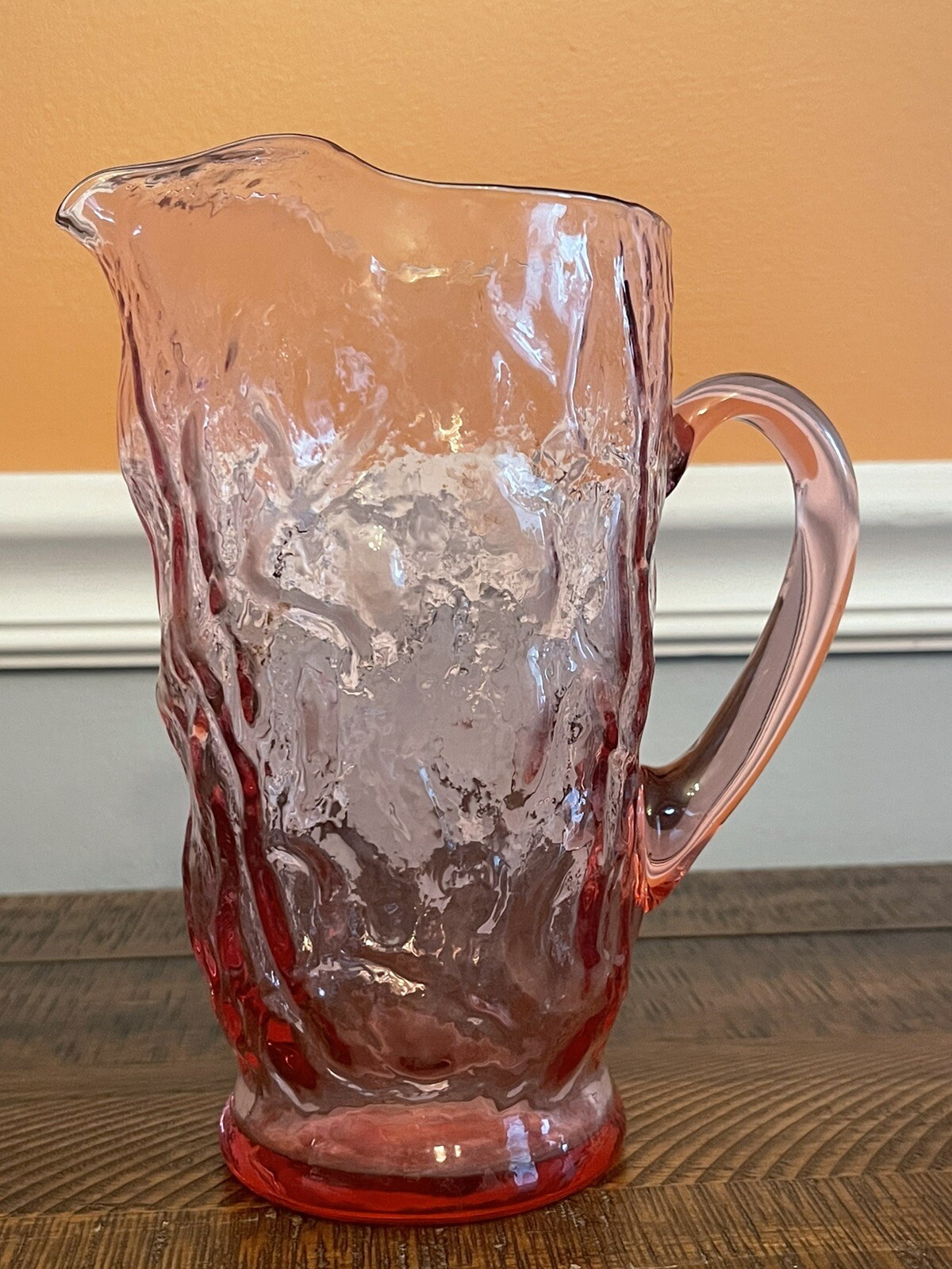 Morgantown Seneca Driftwood Pink Pitcher 32oz Crinkle Glass | eBay