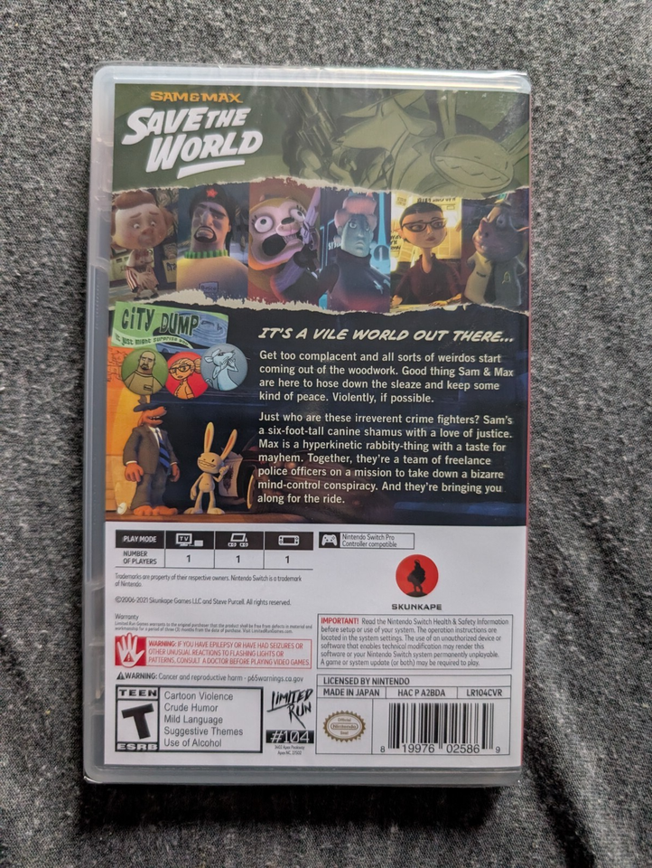 Nintendo Switch - Limited Run LRG #104: Sam & Max Save the World - NEW ...