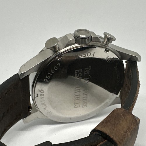 Fossil Nate JR1480 Mens Navy Leather Chronograph Analog Dial Quartz ...