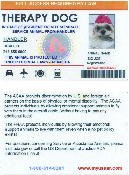 EMOTIONAL SUPPORT ANIMAL (ESA) ID BADGE SERVICE DOG & Cats ID CARD | eBay
