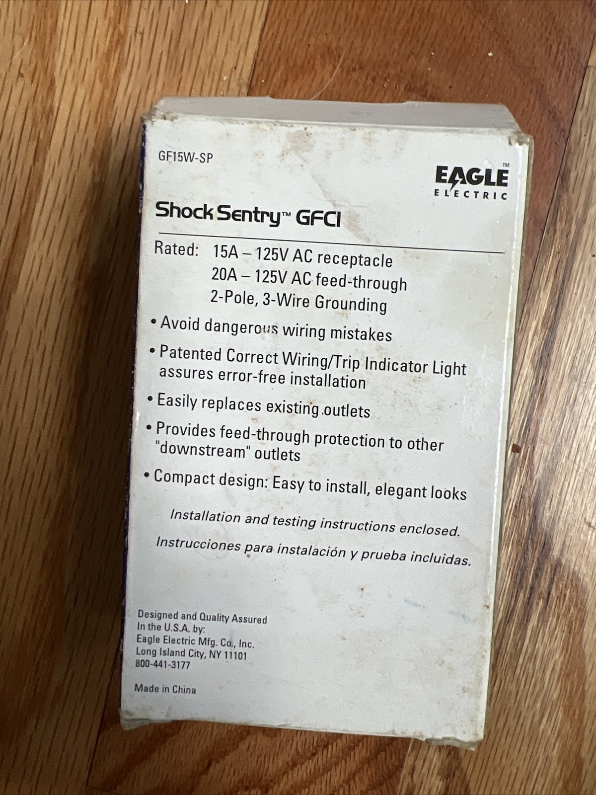 GFCI OUTLET RECPTABLE BY EAGLE ELECTRIC 15A-125V GFCI RECEPTACLE BOX OF ...