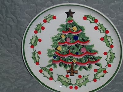 Vintage Geo Z Lefton Hand Painted Christmas Plate 8.5
