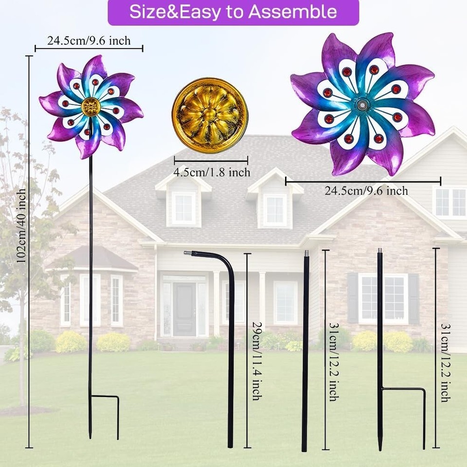 Wind Spinner Metal Pinwheels Kinetic Outdoor Yard Garden Lawn Art Decor ...
