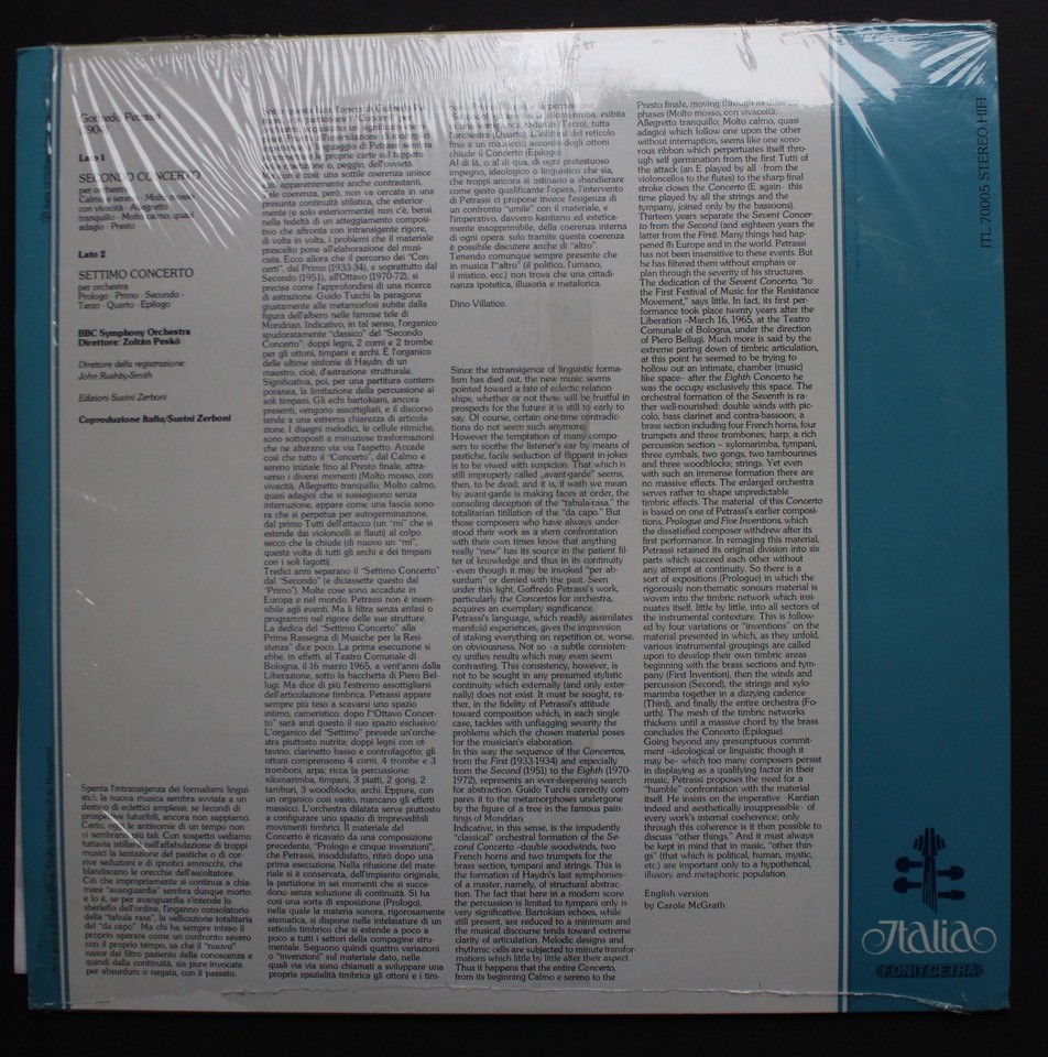 Goffredo Petrassi Import Only Italy Pesko BBC Symphony Orch LP 1977 | eBay