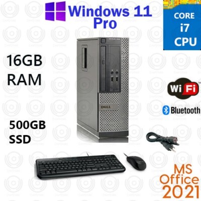 Dell Desktop i7 16GB RAM 500GB SSD Wifi Windows 11 Pro MS Office 21 | eBay
